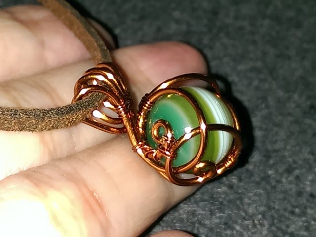 How to make wire jewelry - Wire wrapped spherical stone pendants 136