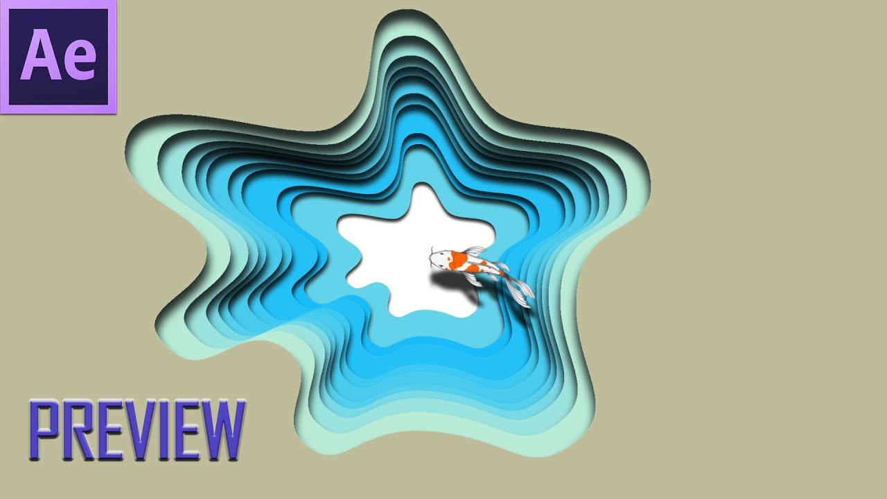 Paper cut out layer fish pond in After Effects - 49