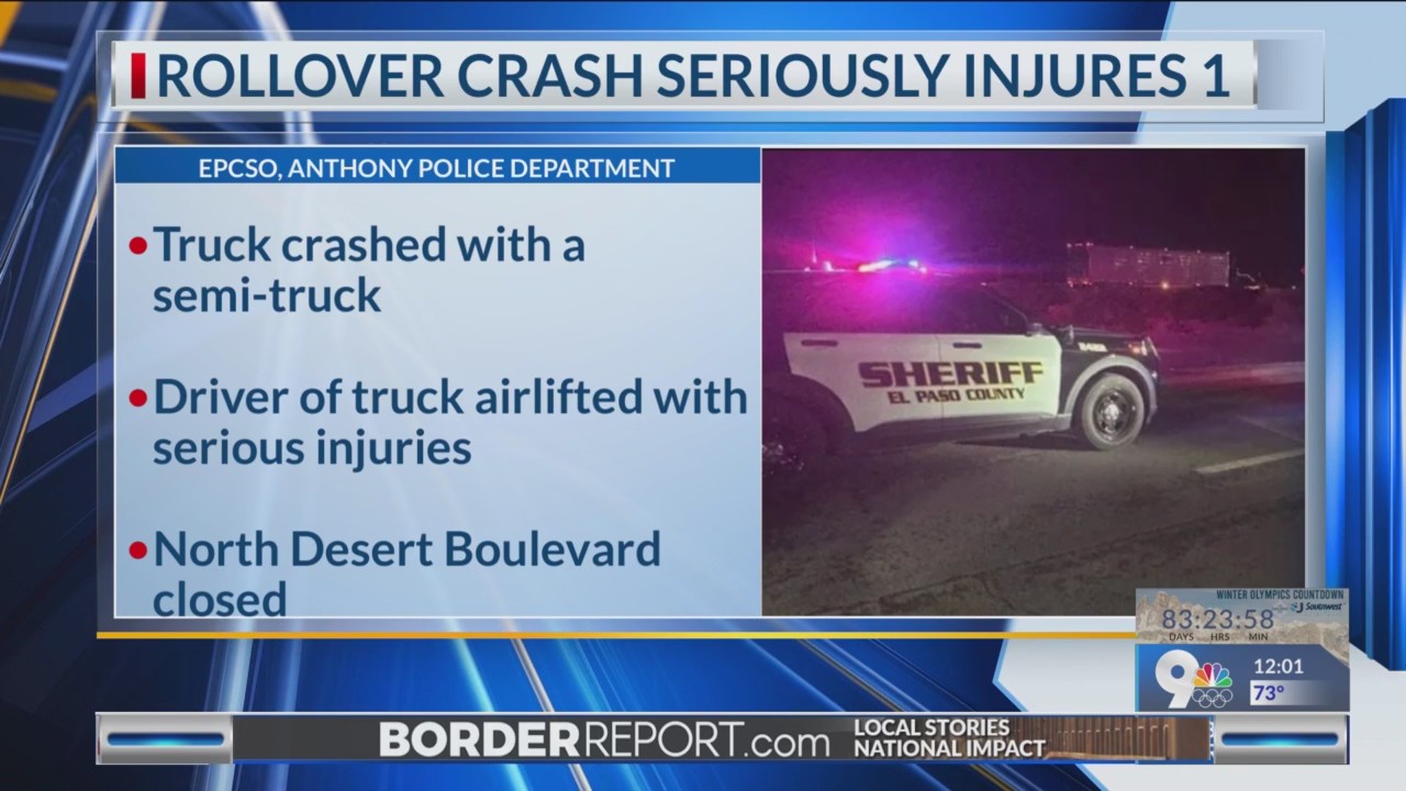 Rollover crash hurts 1 in Anthony