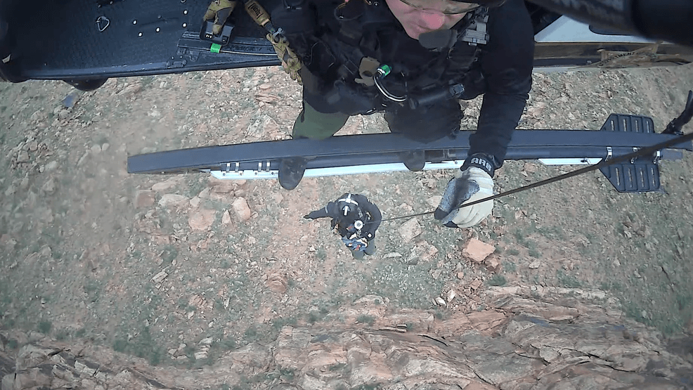 Video shows air rescue of BASE jumper stuck on cliff face in Grand County