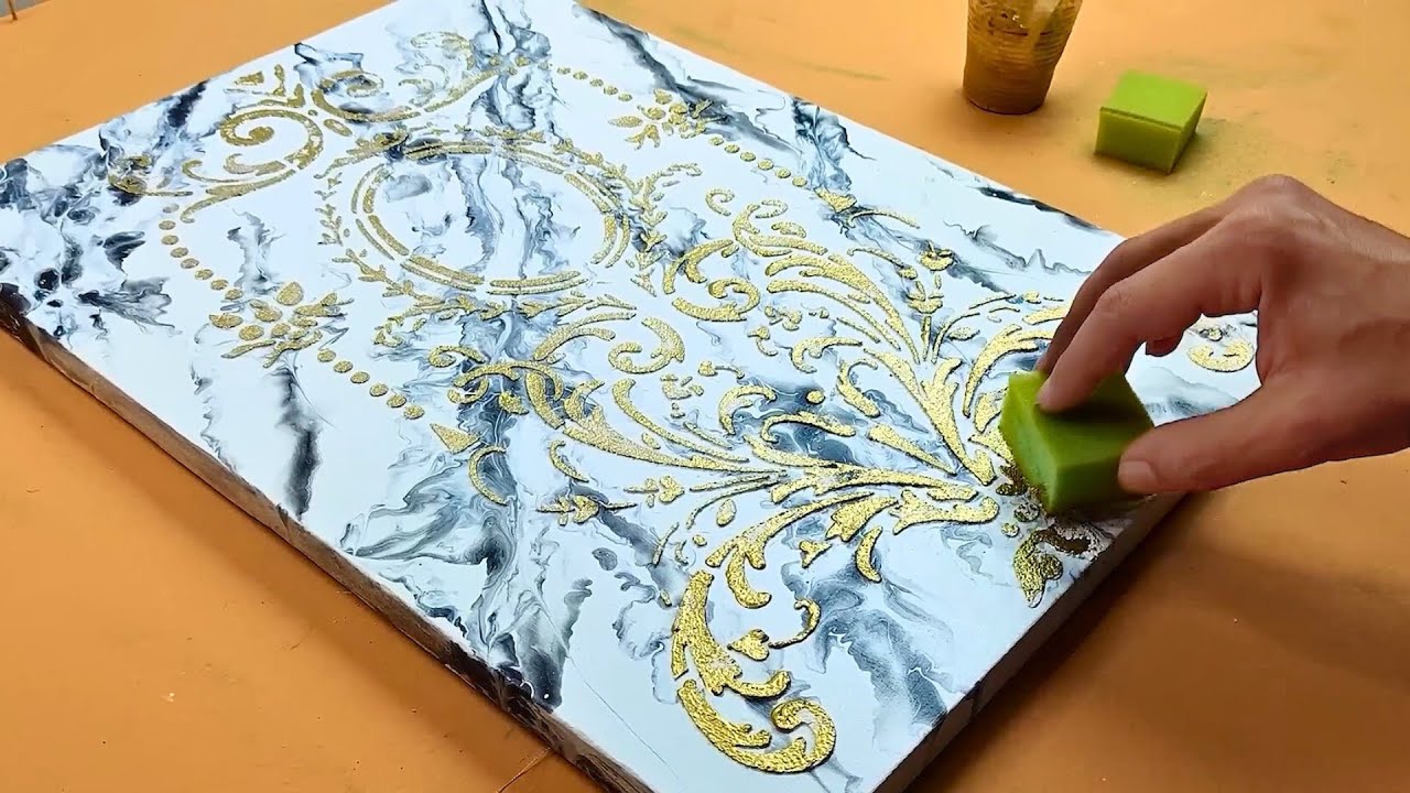 How to create stunning textured marble art with gold accents | DIY ...