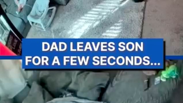 Quick-thinking dad prevents baby from falling off couch