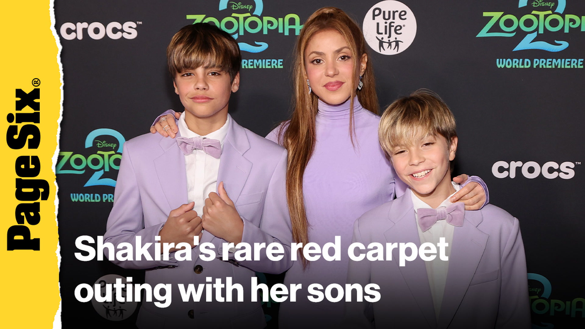 Shakira and her sons match in purple during rare red carpet outing at ...