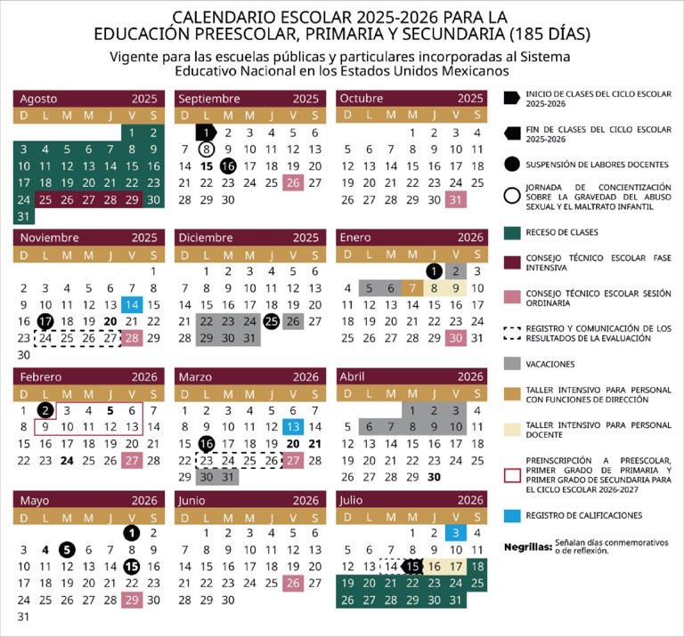 Atención calendario escolar 2026 | No habrá clases por 30 días a partir ...