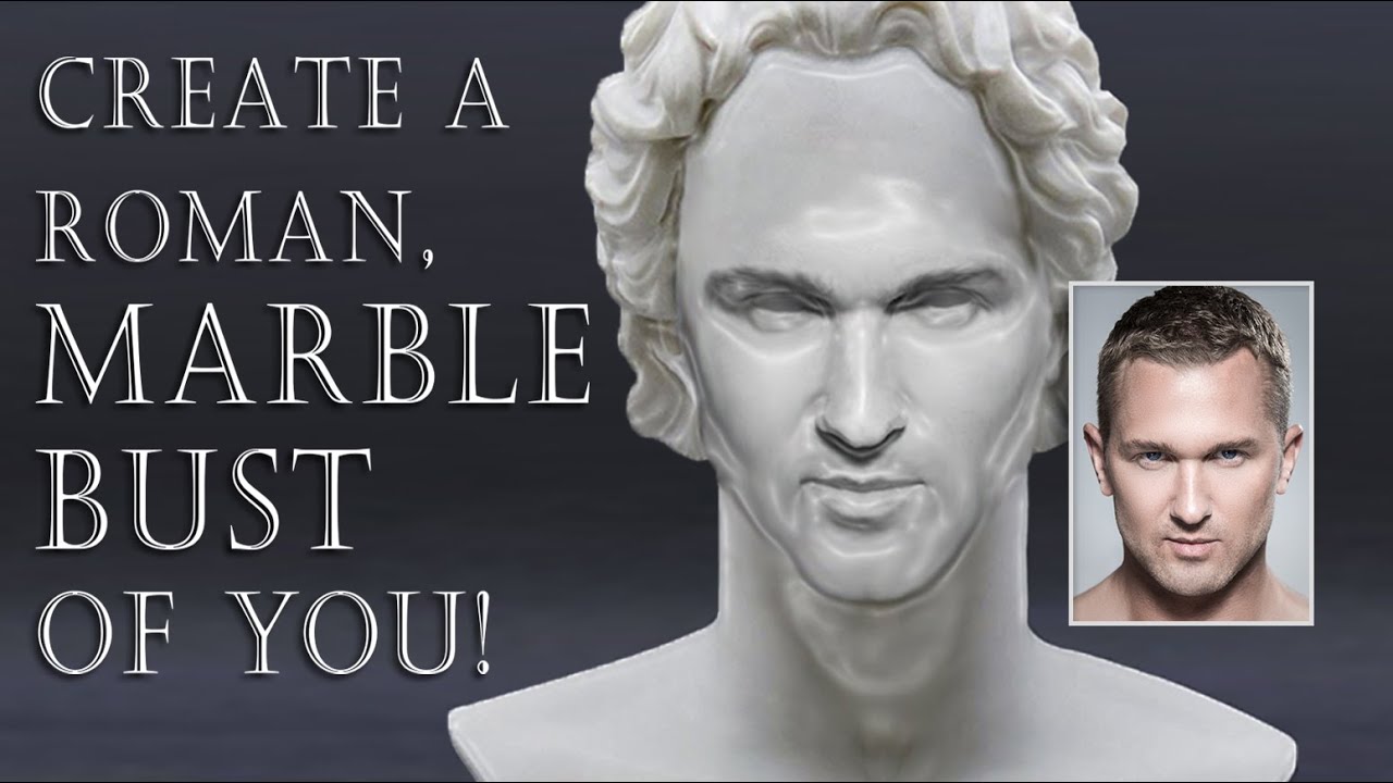Photoshop: Create a polished marble, ancient, Roman bust of your face