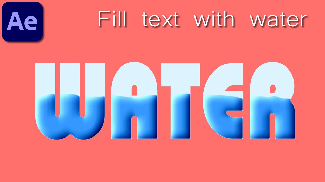 How to fill text with water animation - After Effects tutorial #oe343