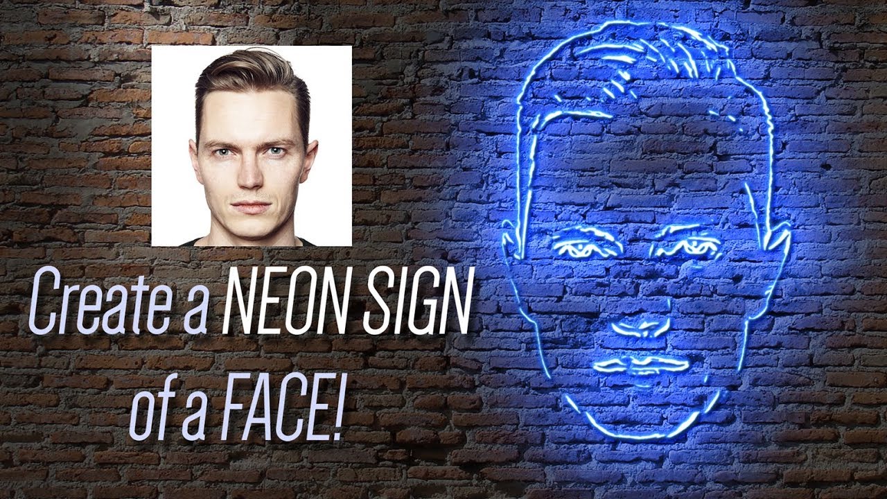 Photoshop: How to make a neon sign of your face!