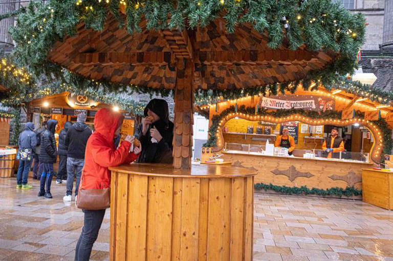 Birmingham Christmas Market fans brave Storm Claudia as rain lashes down