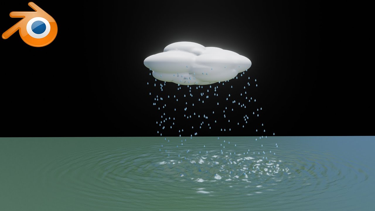 Blender tutorial | Cartoon 3D cloud and rain animation - 208