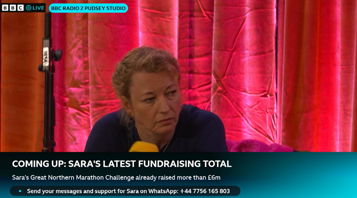 Sara Cox crosses finish line of 135-mile Children In Need challenge