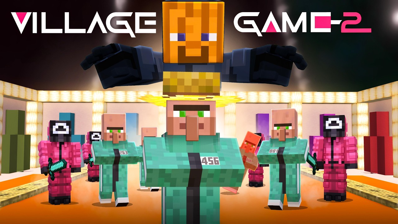 I built Squid Game 2 with 456 villagers in survival Minecraft!