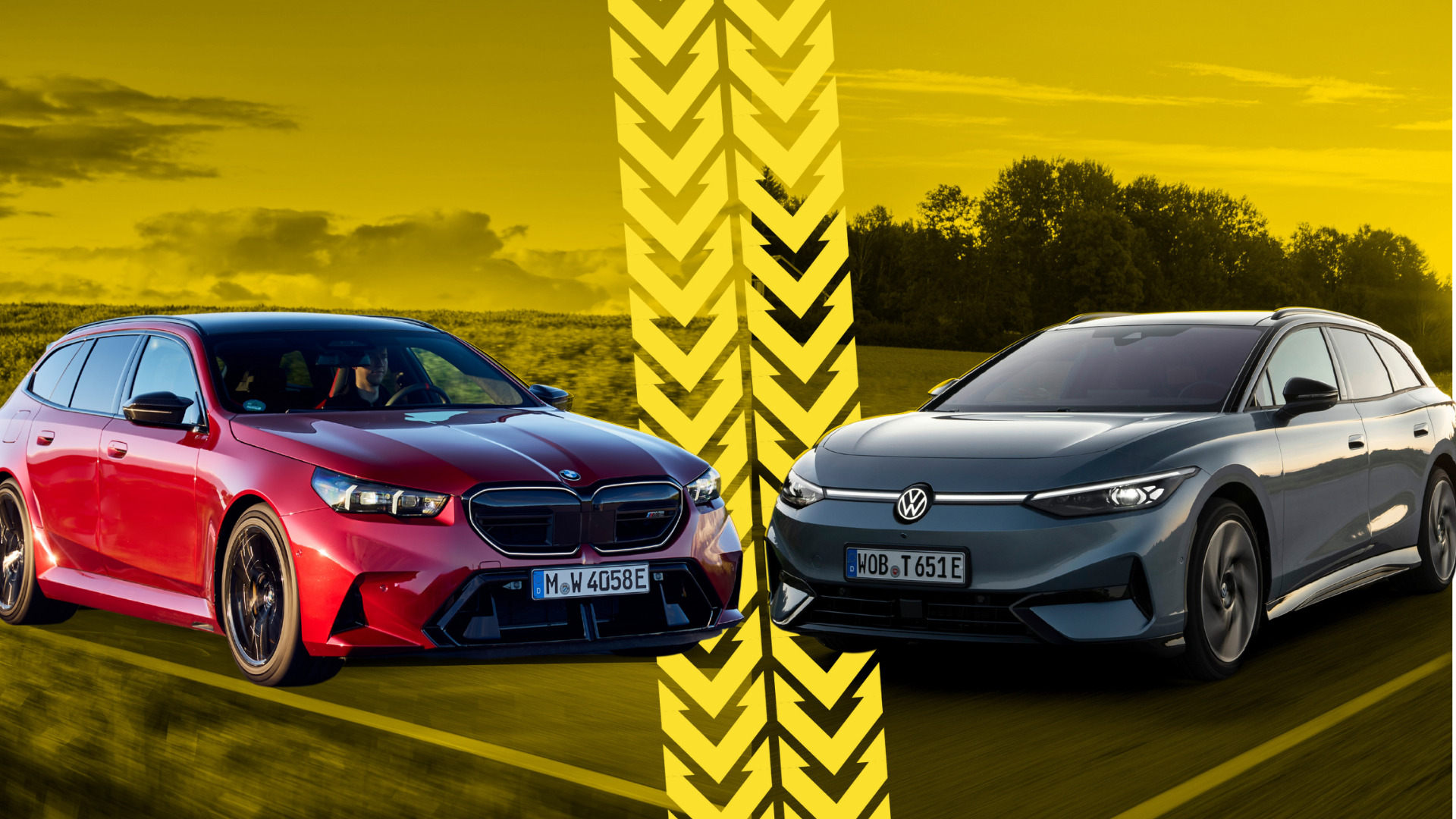 Volkswagen ID.7 Tourer vs BMW M5 Touring, Electric Glide vs V8 Thunder