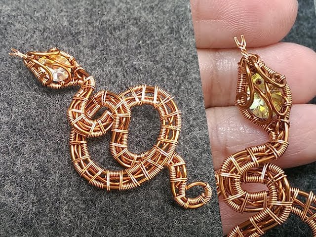 Snake pendant with no hole stone - Halloween jewelry idea 264