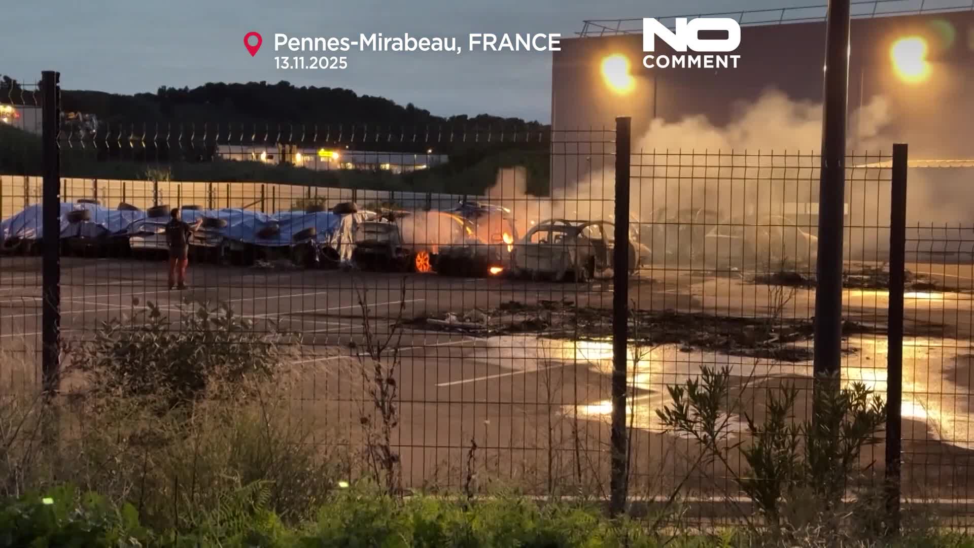 Massive fire at Tesla dealership burns dozens of EVs