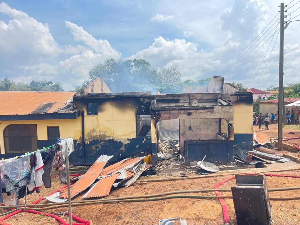 GNFS investigates cause of fire at Jacobu Police Quarters