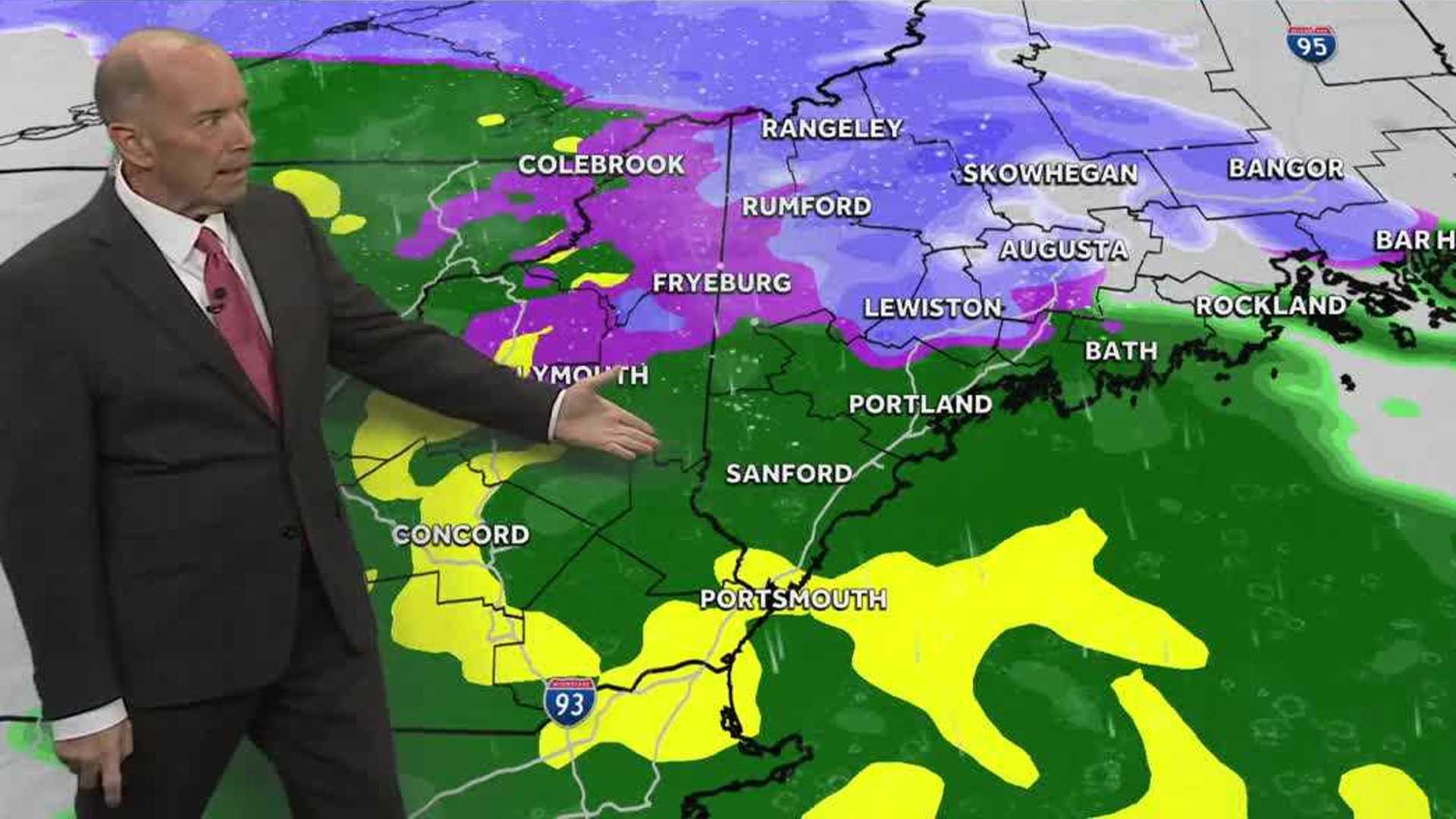 Wintry mix arrives in Maine Saturday night, expected to exit Sunday morning