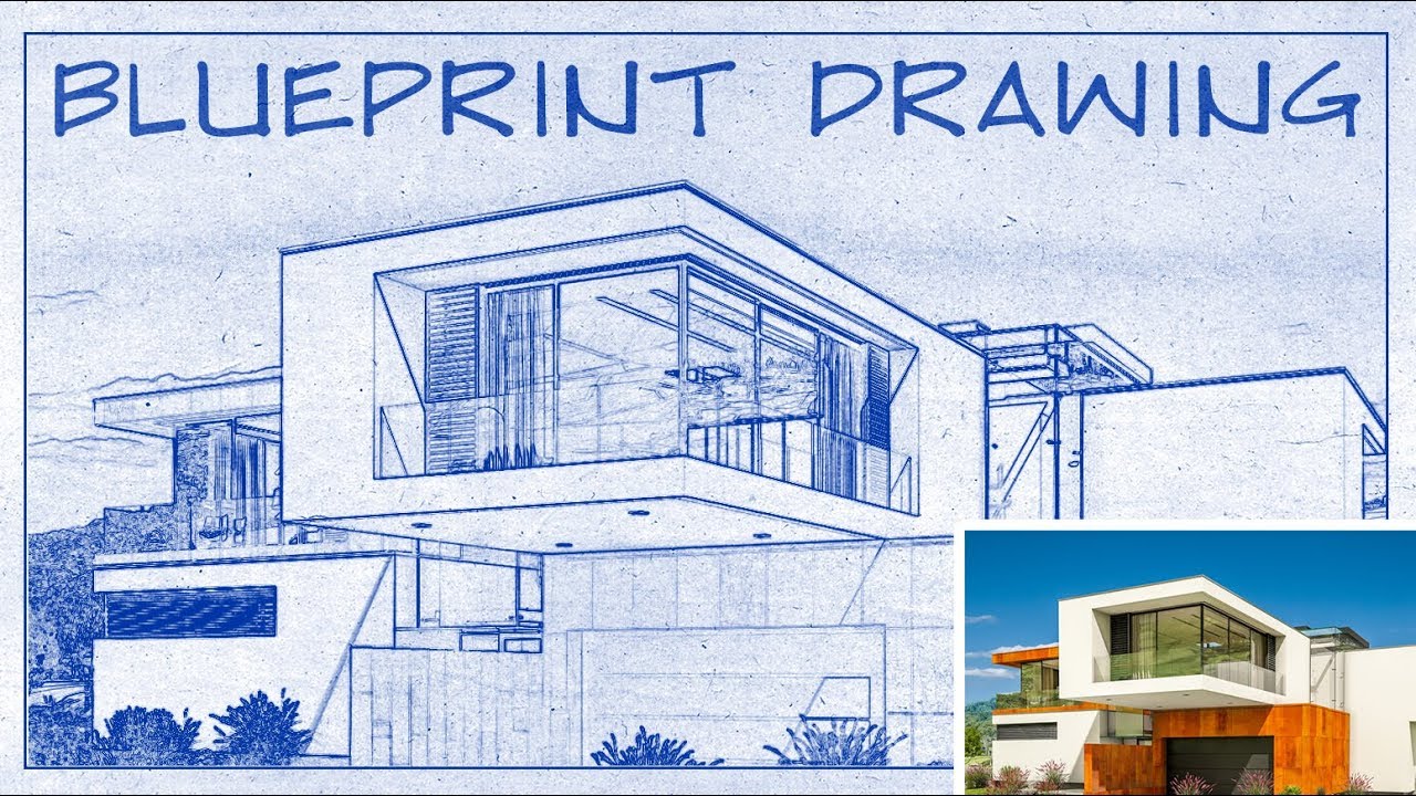 Photoshop: How to quickly create the look of a blueprint drawing