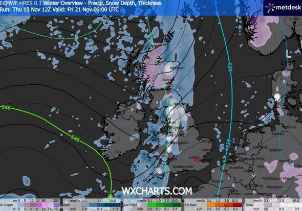 UK weather maps show 521-mile snow bomb in days - but these counties ...