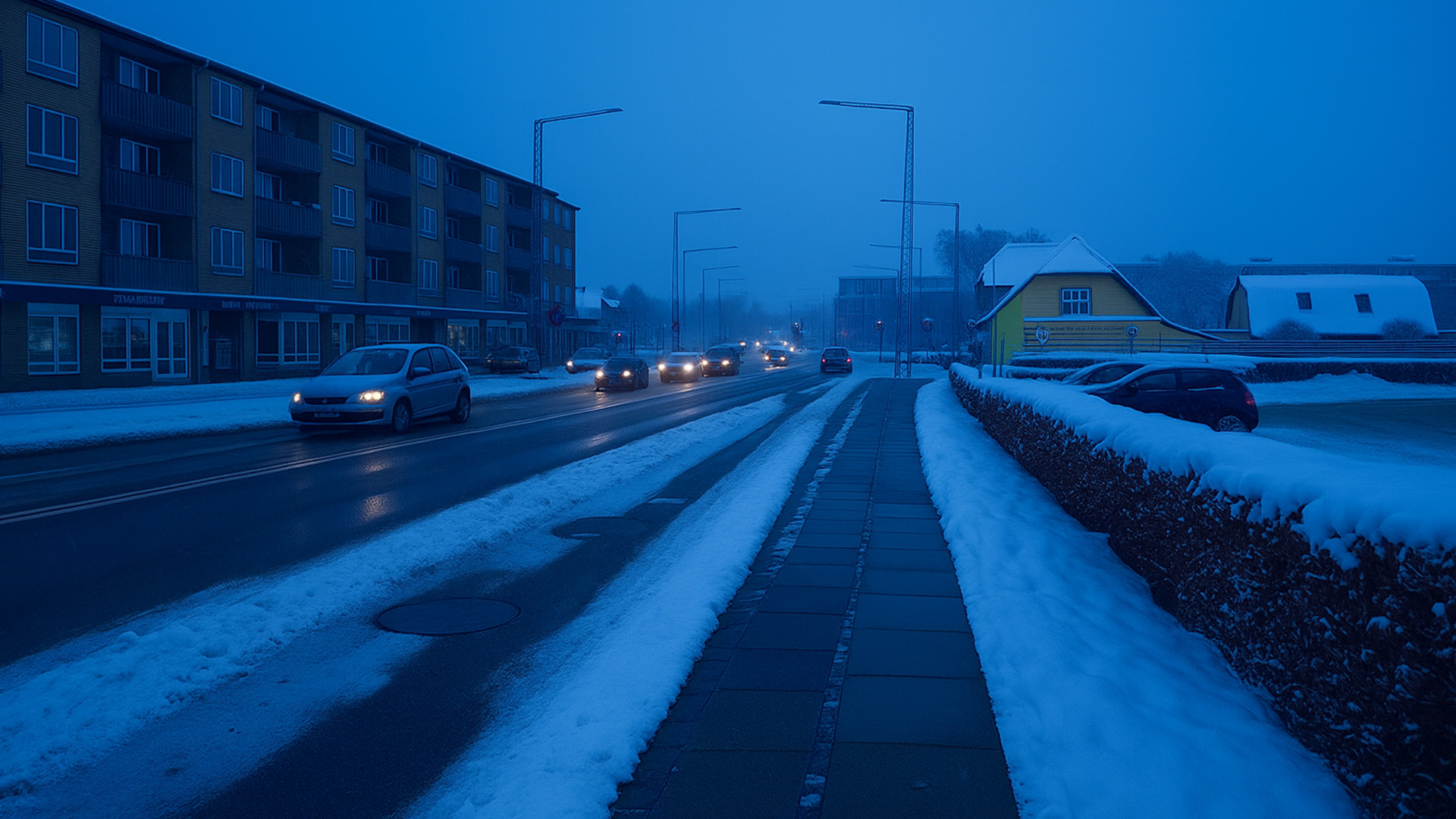 Walking Through Aarhus on a Snowy Day