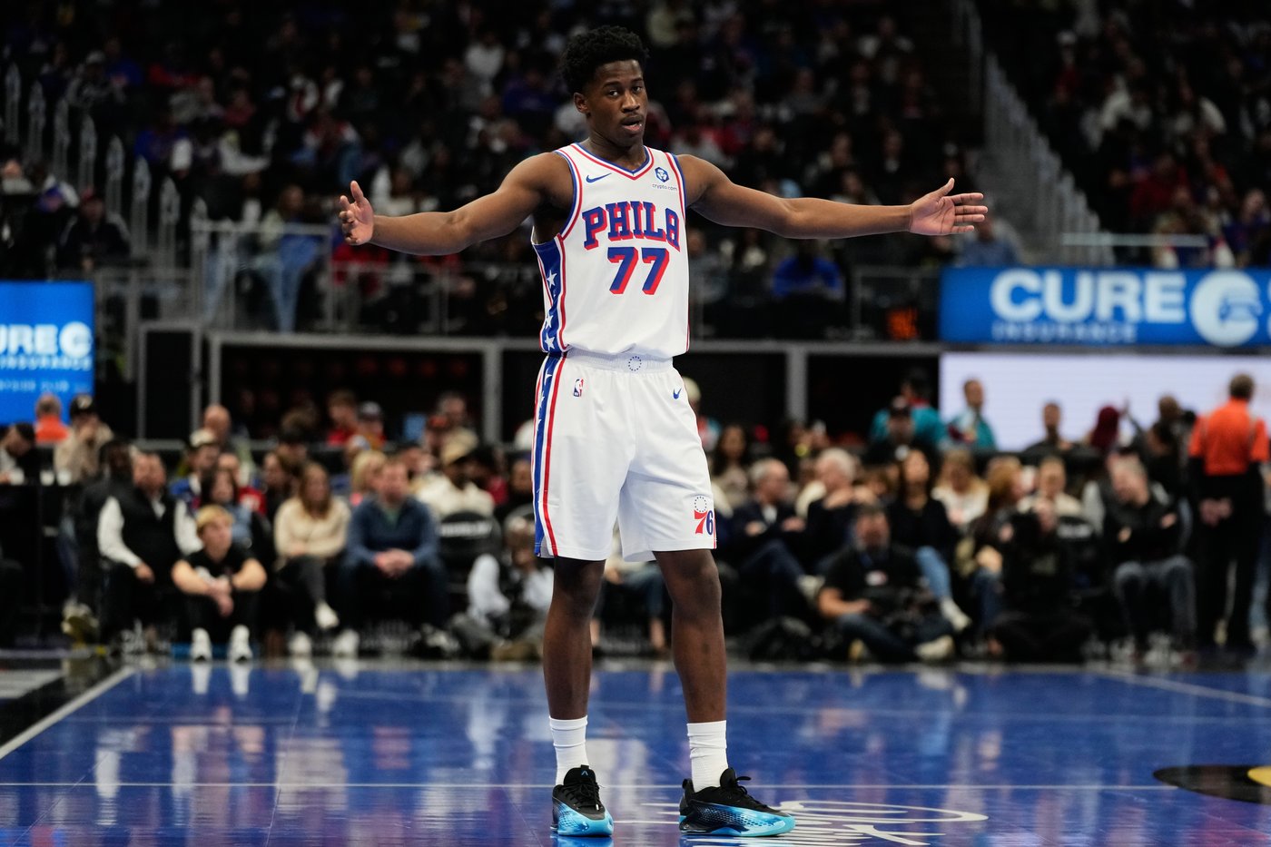 Short-handed Pistons win ninth straight game, beating 76ers 114-105