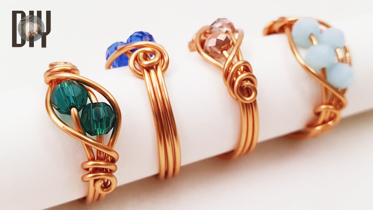 Simple rings | Twisted leaves | Small stone beads with holes | Crystal ...