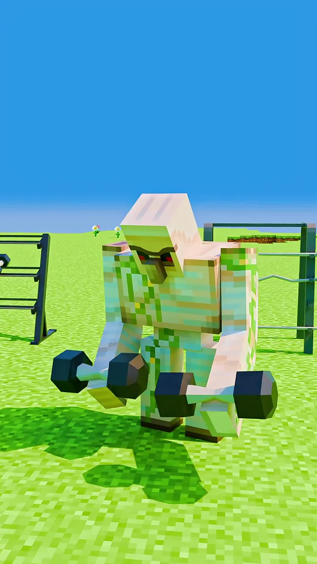 Minecraft iron golem vs girl golem and buffed villager satisfying 3D ...