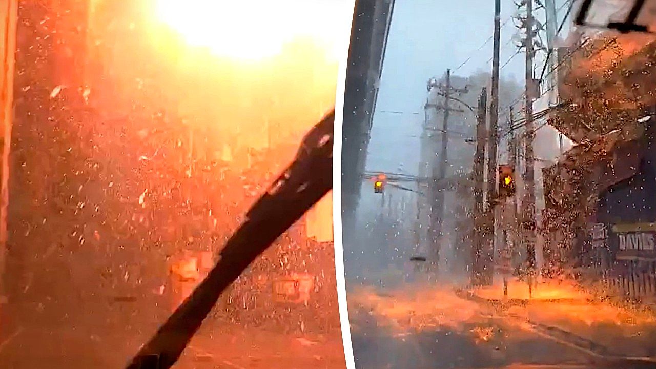 Transformer explodes during Super Typhoon Fung-wong in the Philippines