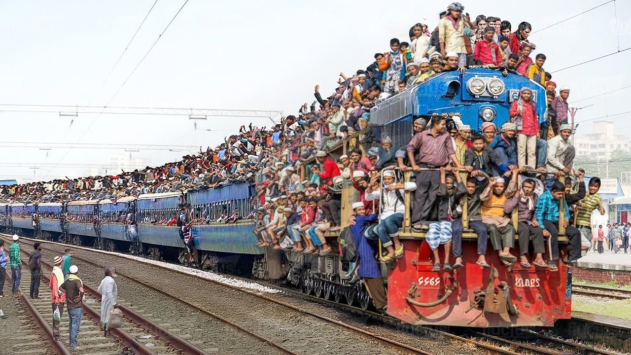 Extreme Process of Boarding the Cheapest Overloaded Train of Bangladesh
