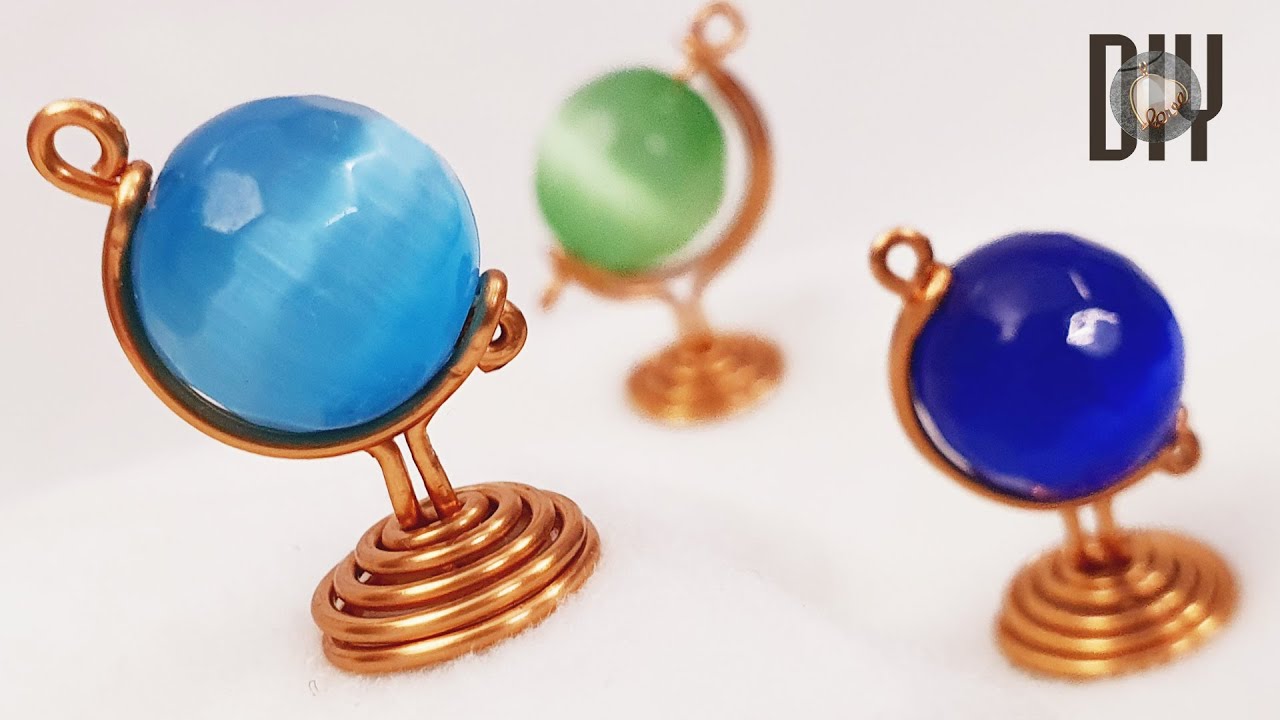Globe | Planet | Pendant | Earrings | Spherical stone | Stone with hole ...