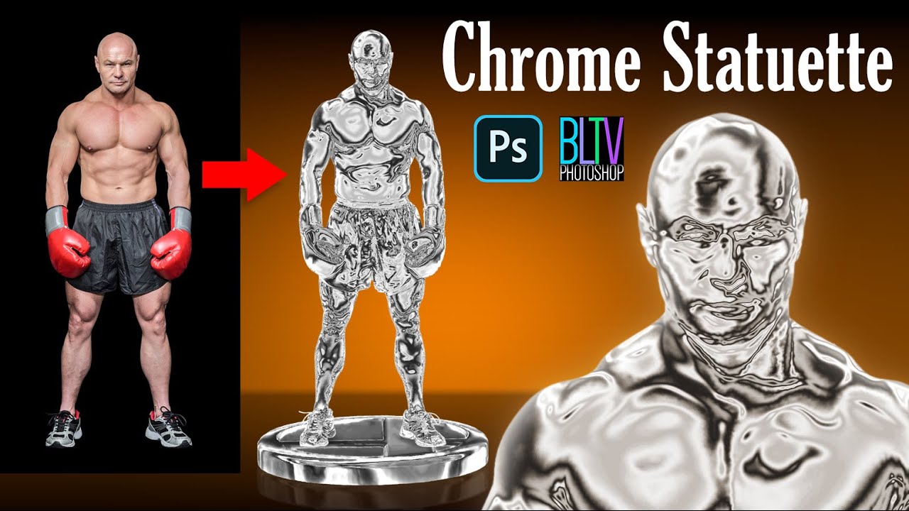 Photoshop: Create a chrome statuette!