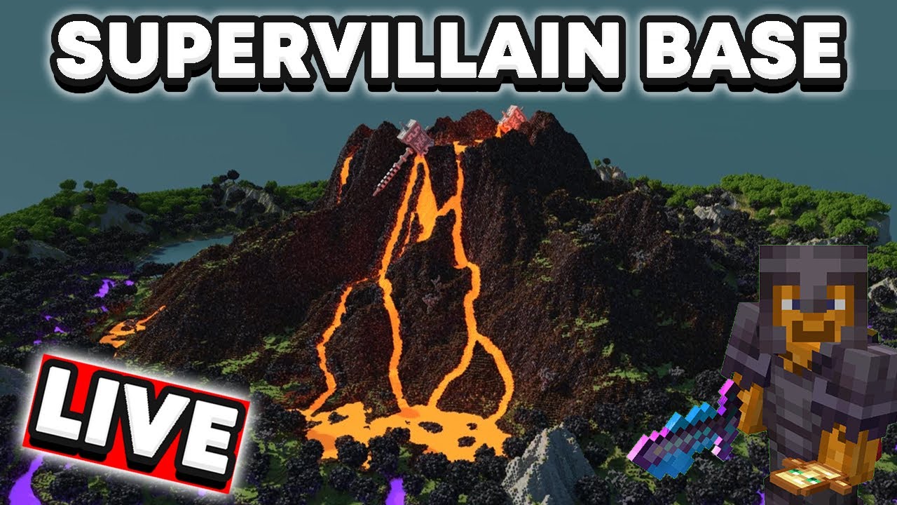 Transforming a mountain into a VOLCANO in hardcore Minecraft! PT14 🔴LIVE!