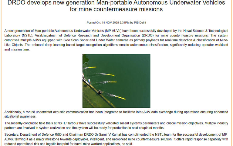 DRDO's Naval Science & Technological Laboratory Invents Man-Portable ...