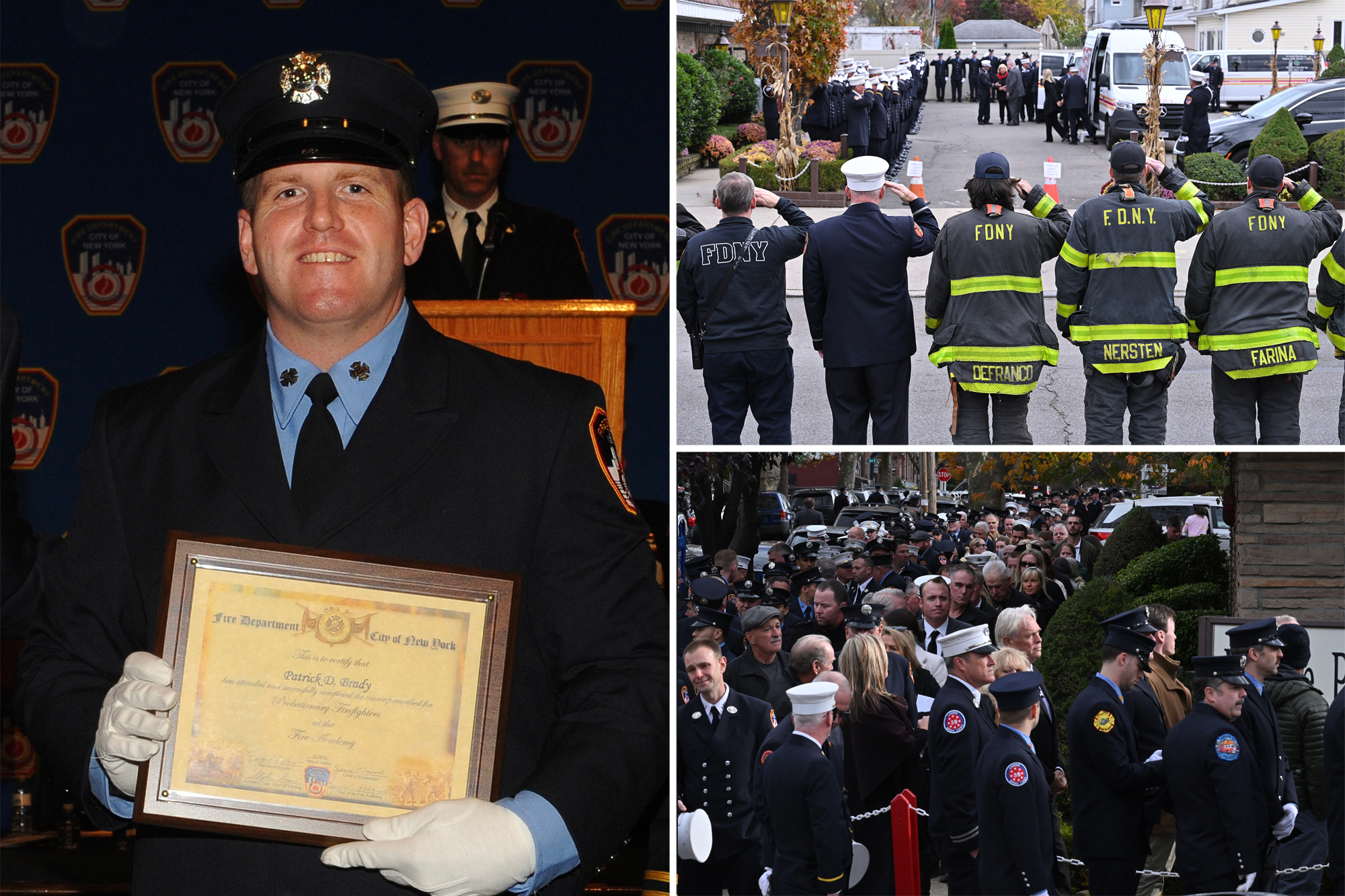 Touching tribute to fallen FDNY hero Patrick Brady at packed wake