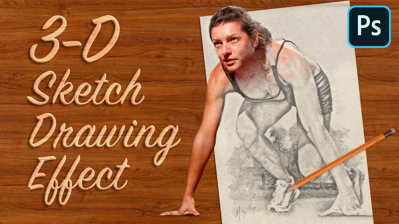 Photoshop: Create a 3-D sketch drawing effect!