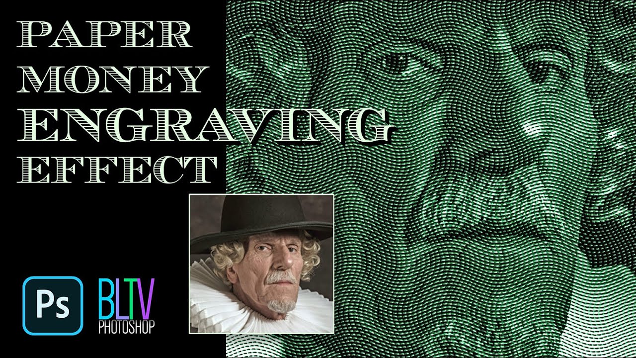 Photoshop: How to create the paper money engraving effect!