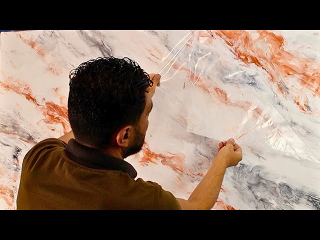 DIY faux marble effect: Amazing acrylic putty & plastic wrap technique!