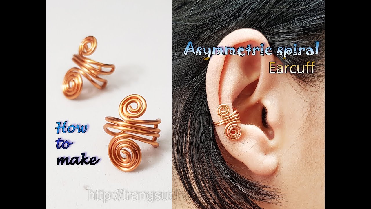 Asymmetric spiral Earcuff inspired by Egyptian Coil from copper wire 476