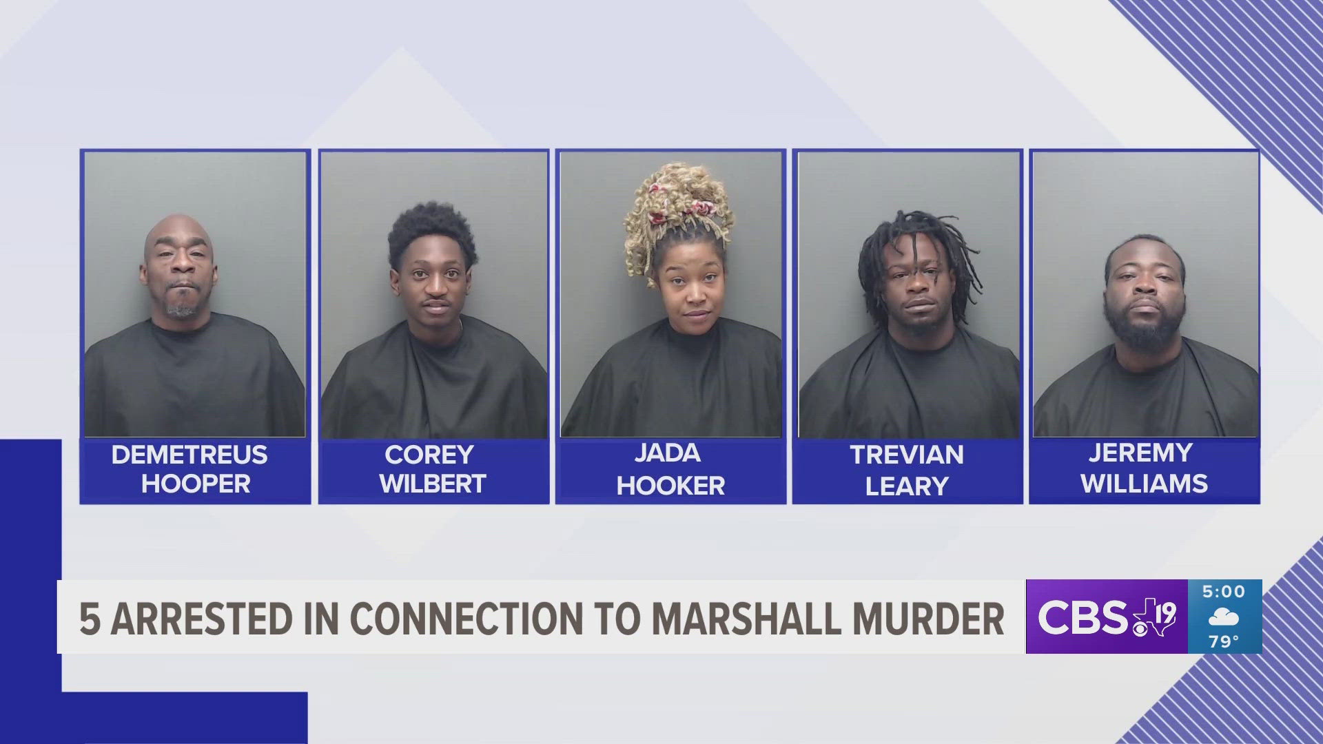 Five people arrested in connection to Marshall murder
