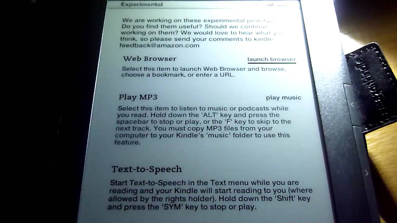 Kindle 3 browser interface