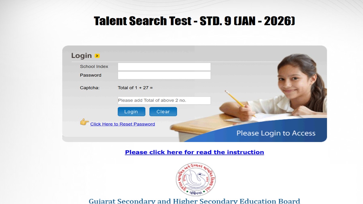 GSEB Class 9 Talent Search Test January 2026 Applications Commence at ...