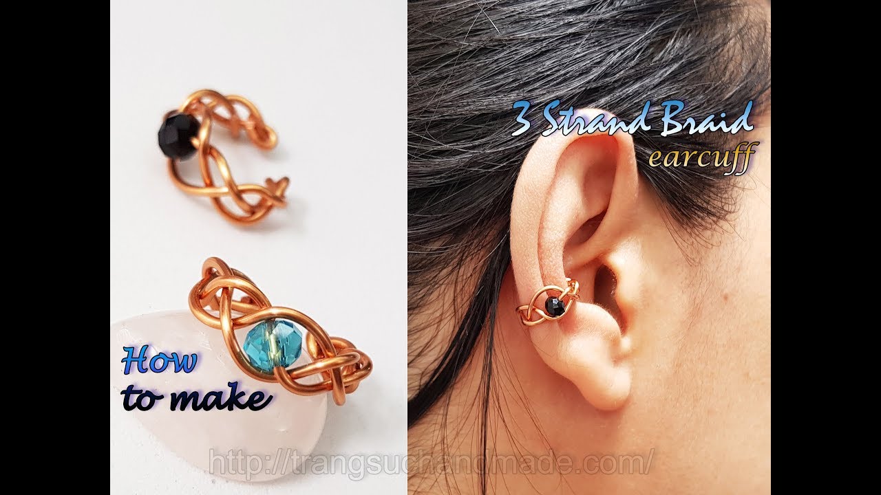 3 strand braid ear cuff from copper wire and small crystal - How to ...