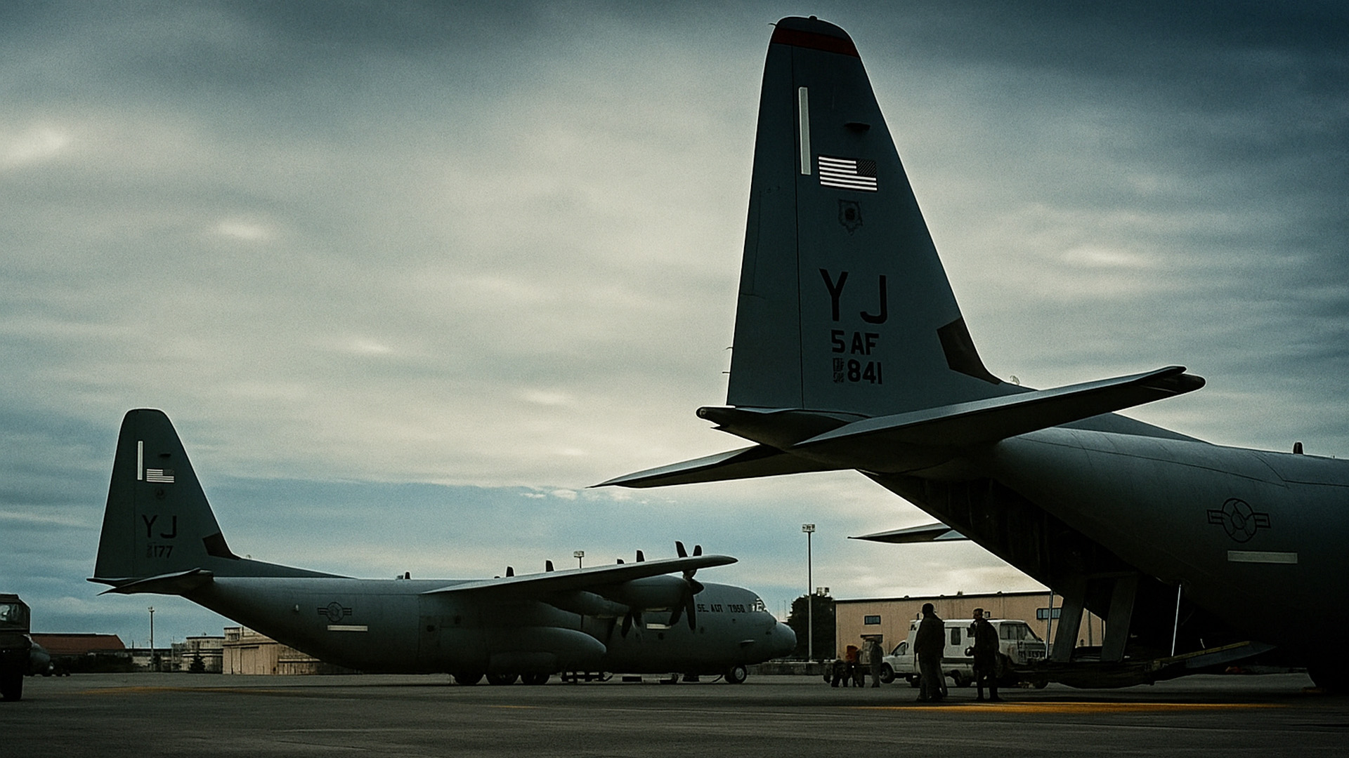 374 AW ramp up cargo operations during BM 26-1 (B-roll)