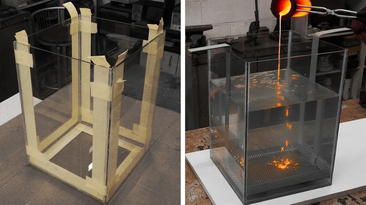 Turning a Broken Aquarium Into a Molten Metal Casting Tank!