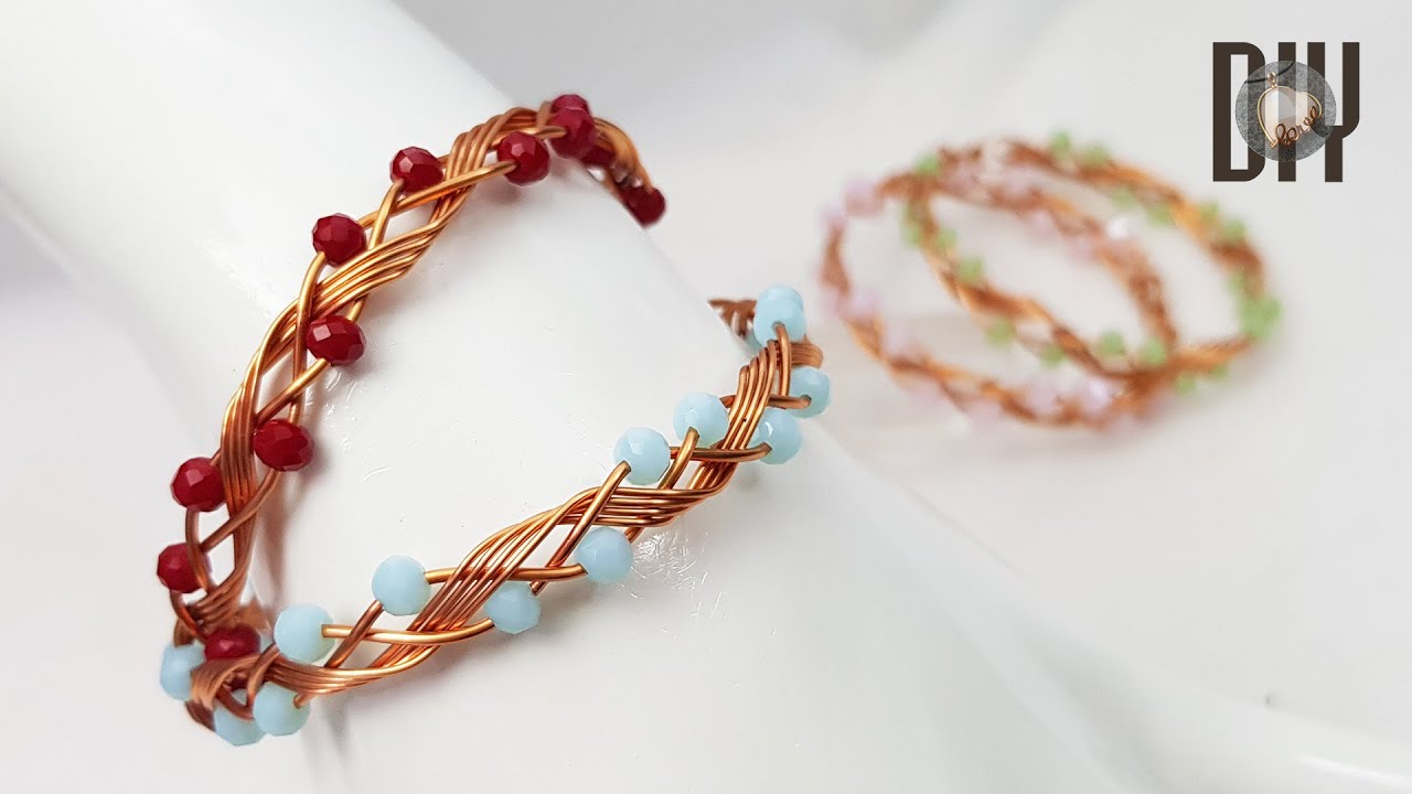 Braided bracelets | Wavy | Crystal | Small spherical stone | How to do ...