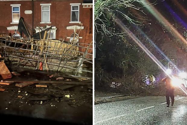 Storm Claudia sees fallen trees and scaffolding as well as travel chaos