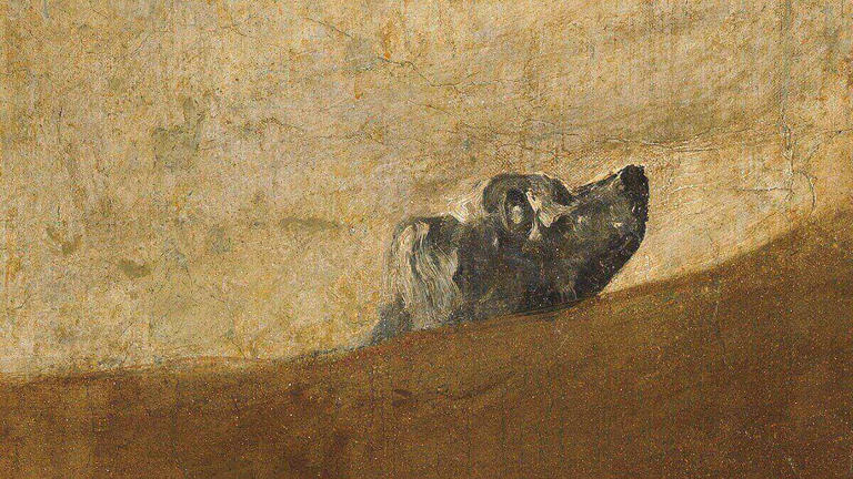 ¿A qué o a quién mira el perro de Goya?