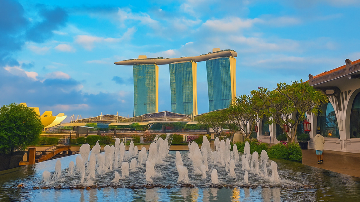 Een Rustige Wandeling langs Marina Bay Sands