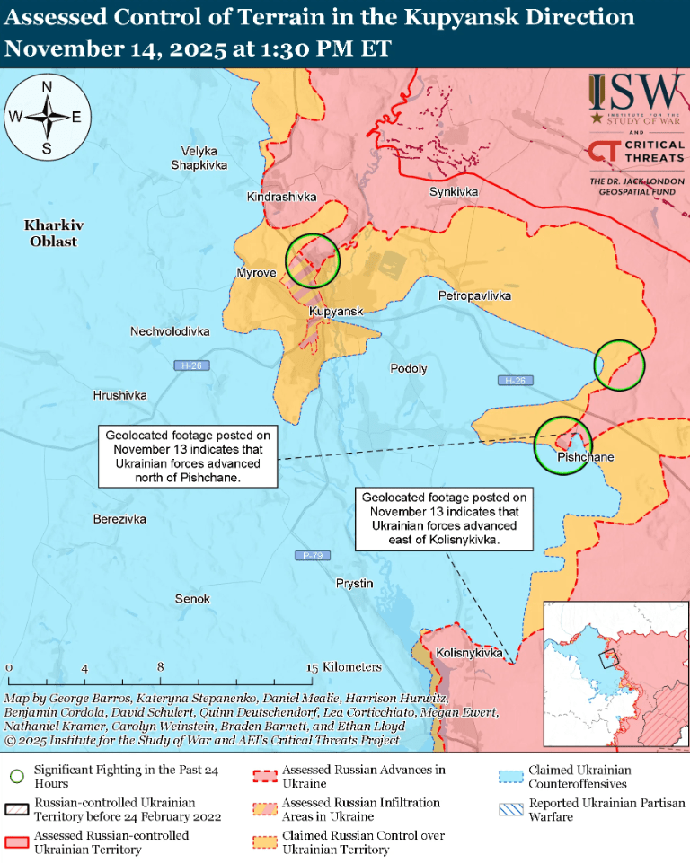 ISW: Ukraine advances near Kupiansk, hits Russian forces in city heart