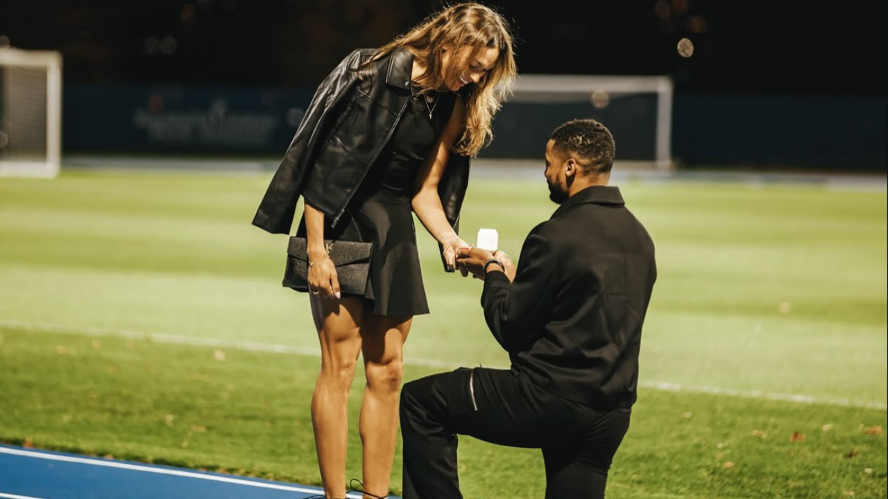 Track Queen Anna Hall stuns fans with surprise engagement to NFL star ...