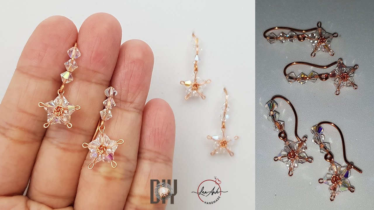 Flower earrings with sparkling crystals - How to make jewelry from ...